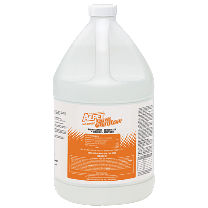 Alpet No-Rinse Quat Surface Sanitizer 4x1 Gallon Bottles